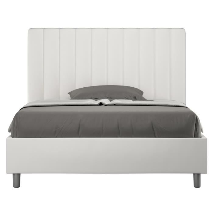 Lit capitonné design italien 140x190 cm simili cuir blanc Nighty Avec ...