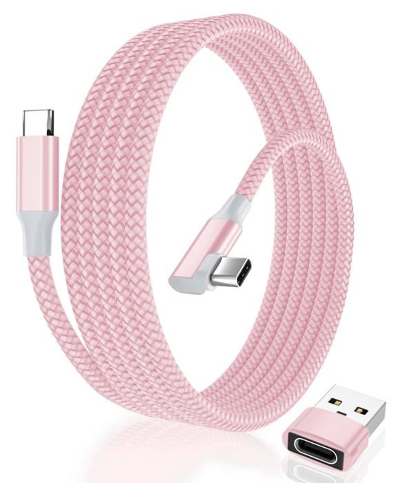 Rose Cable USB C vers Type C 100W Angle Droit 2M avec Adaptateur USB A ...