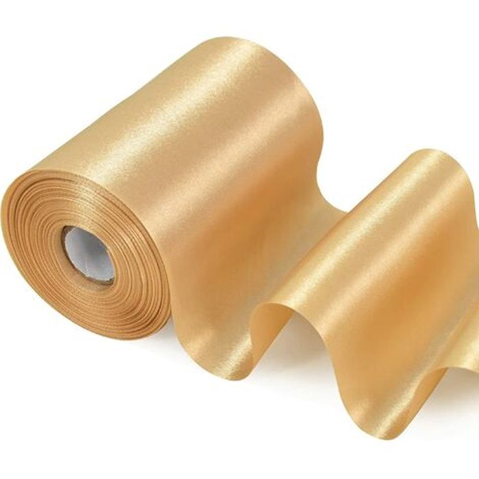 Ruban doré 10 cm x 25 m, décoration de ruban en tissu solide pour ...