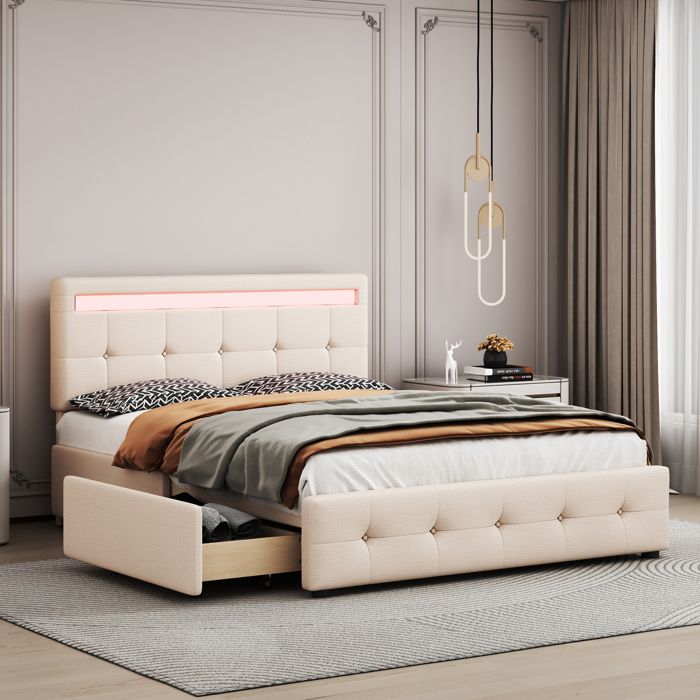 Structure de lit Nouveau Premium sense lit rembourré 140 x 200 cm avec ...