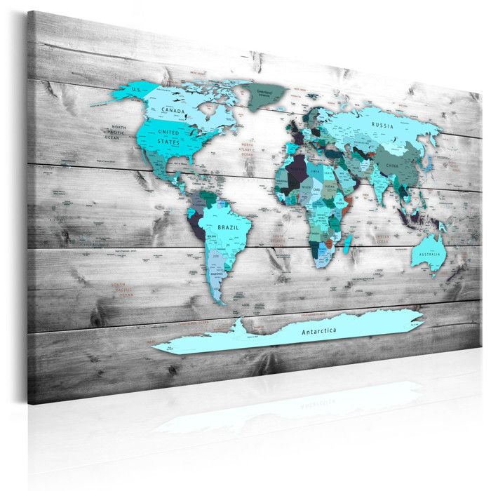 Tableau World Map Blue World 60x40 Artgeist Cdiscount Maison 1021