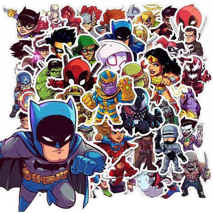Autocollants - Marvel - Stickers Super Héros - 50pcs - PVC Imperméable ...