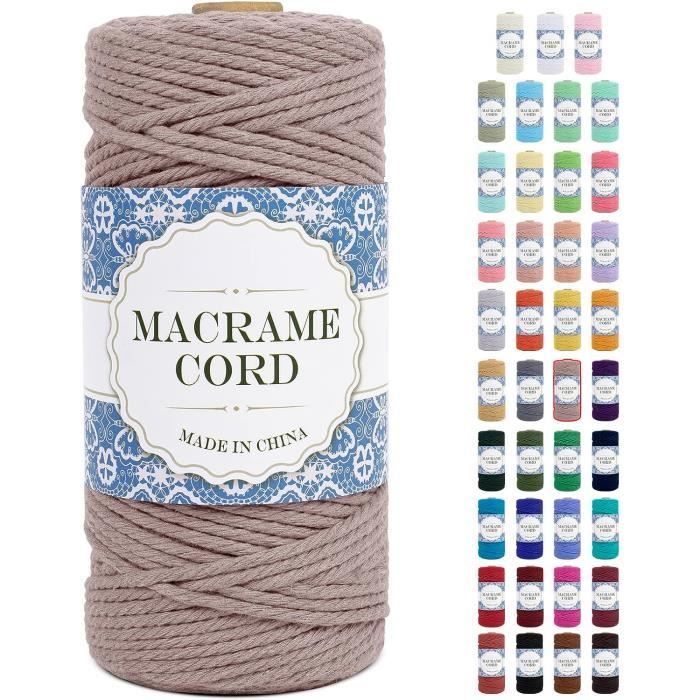 Corde Macramé 3Mm X 100M Ficelle Macramé Naturel Cordon Coton Fil Macramé 3Mm Cordelette Pour ...