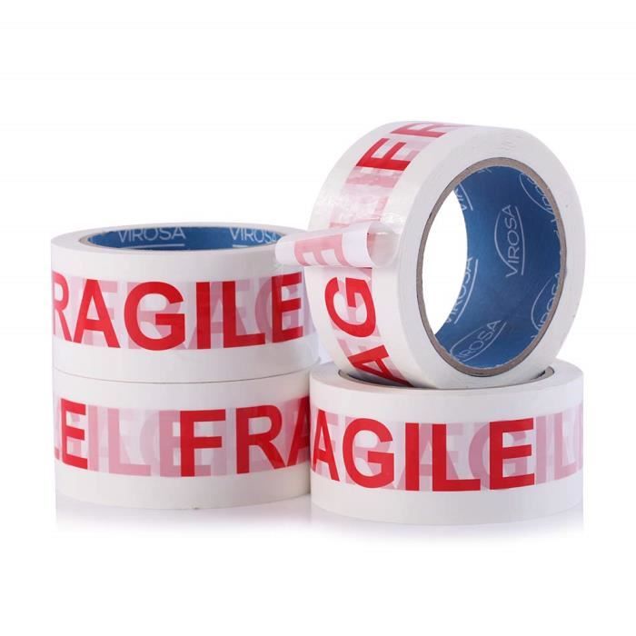 Lot De 6 Rouleaux De Ruban D'Emballage Fragile 48 Mm X 66 M Idéal Comme ...
