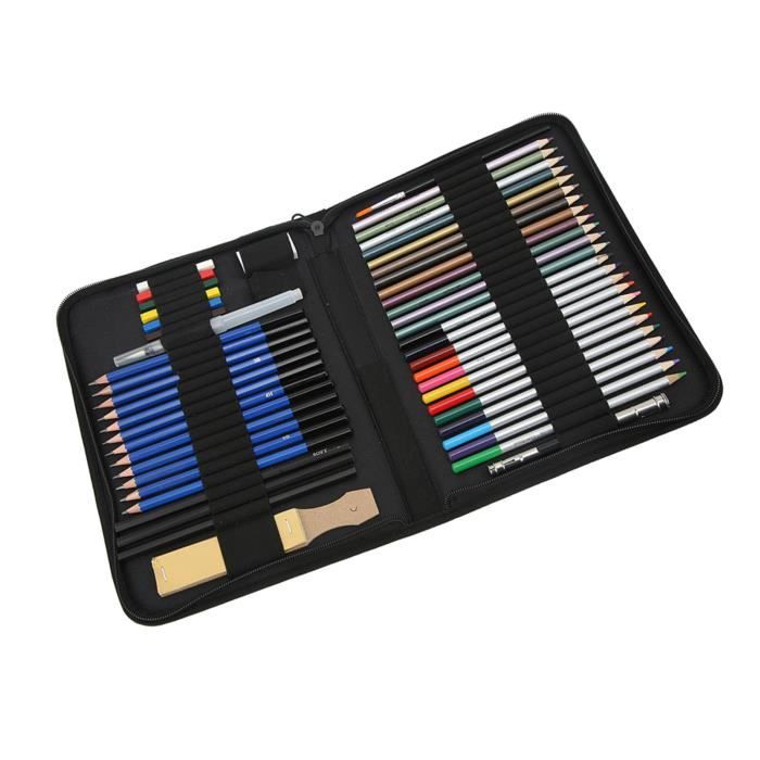 SUC-Kit de crayons de dessin Dessin Crayons Kit Pinceau Dessinateur Adulte Crayon De Couleur ...