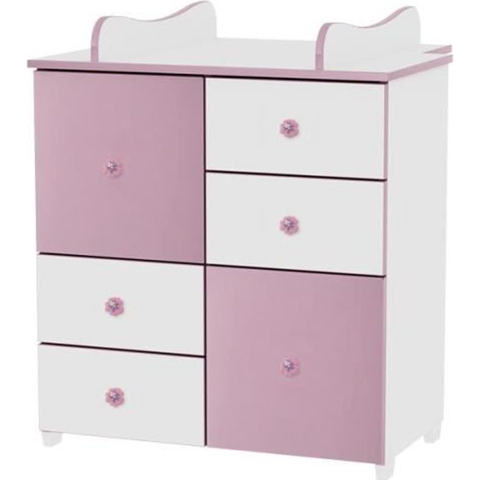 Commode de langer pour chambre bébé / enfant Rose - Cdiscount ...