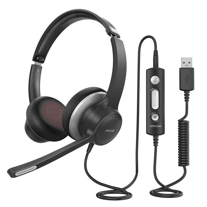 Casque USB avec microphone, casque d'ordinateur de bureau confortable ...