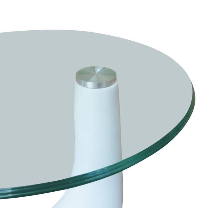 Table basse - QQMORA - AIR75717 - Verre rond - Blanc brillant - Design ...