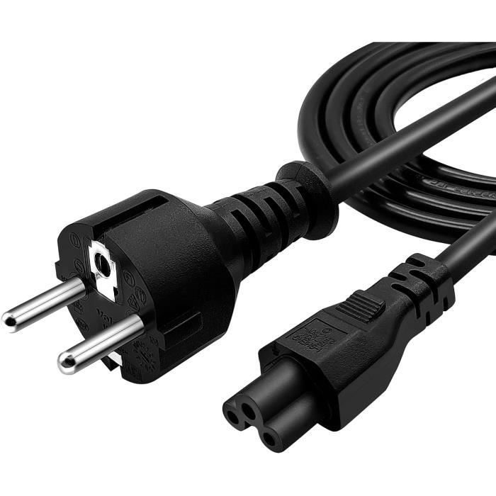 3Pin AC Cordon de Trèfle, 1.8M Cable Alimentation PC Tripolaire CEE7 3 ...