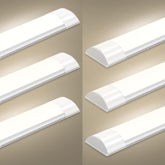 6 Packs Réglette Led 120Cm, 40W Tube Led 4800Lm, Plafonnier De Bureau 220V Blanc Neutre 4000K ...