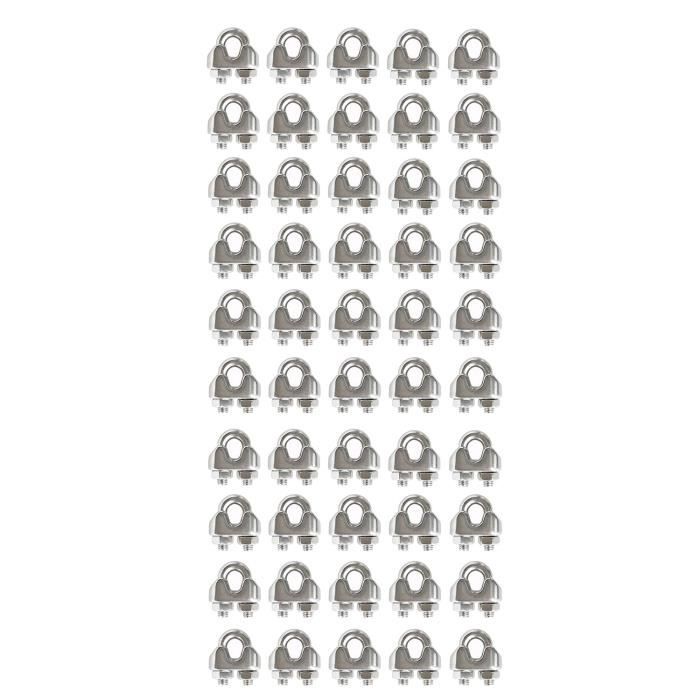 50 Pièces Séries en Acier Inoxydable M3 U Type Pince Serre-Câble Clips ...