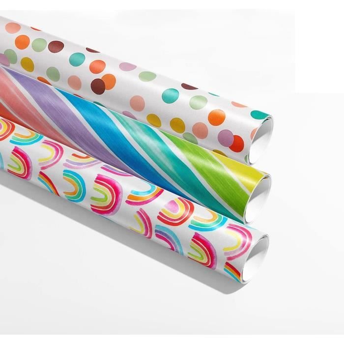 CC wonderland zone 3 Rouleaux Papier Cadeau Couleur 43cm x 3M,Papier d ...