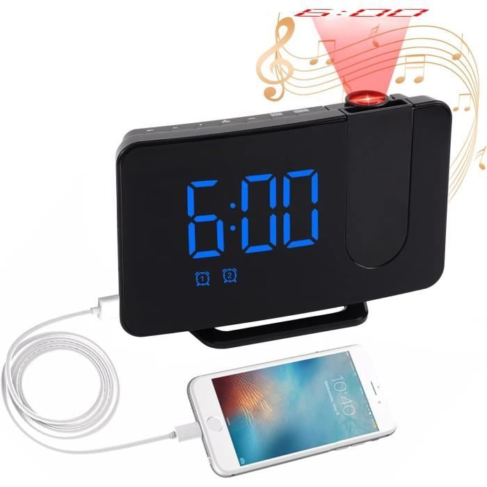 Radio-réveil à Projection, réveil numérique Cesall avec Chargeur USB ...