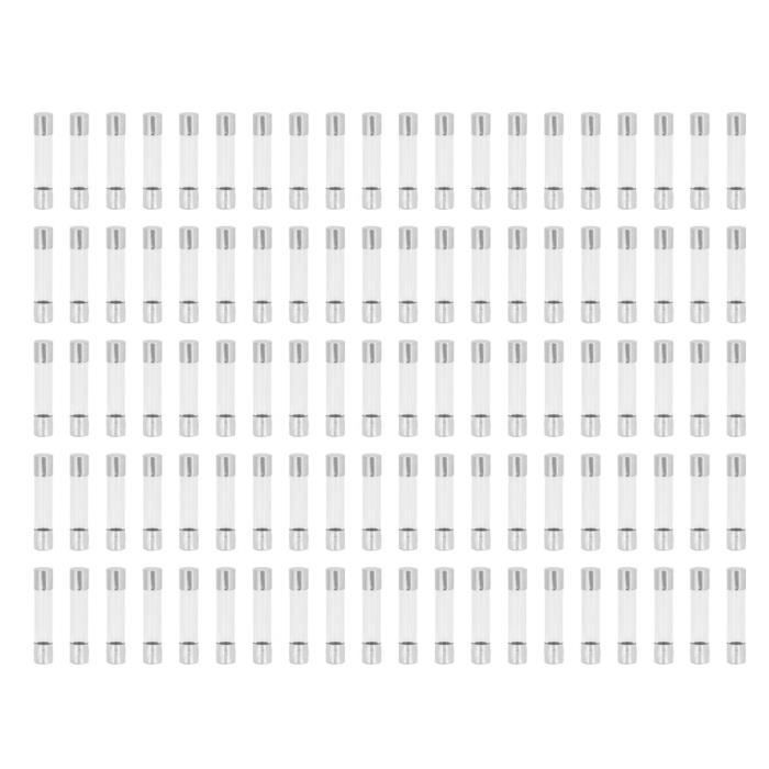 VBESTLIFE Fusible en verre 100pcs 250V tube de verre fusible accessoire de fusible rapide pour ...