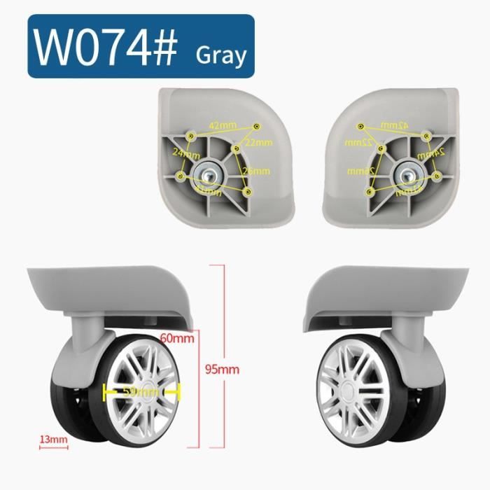 W074(2Wheels)Gray -Valise Valise Roulettes Remplacement Trolley Roue ...