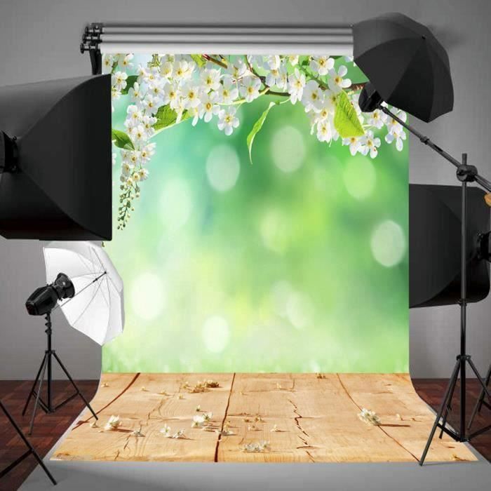 Toile de Fond Backdrop Tissu 90x150cm Fleurs Blanc Planche Photographie ...