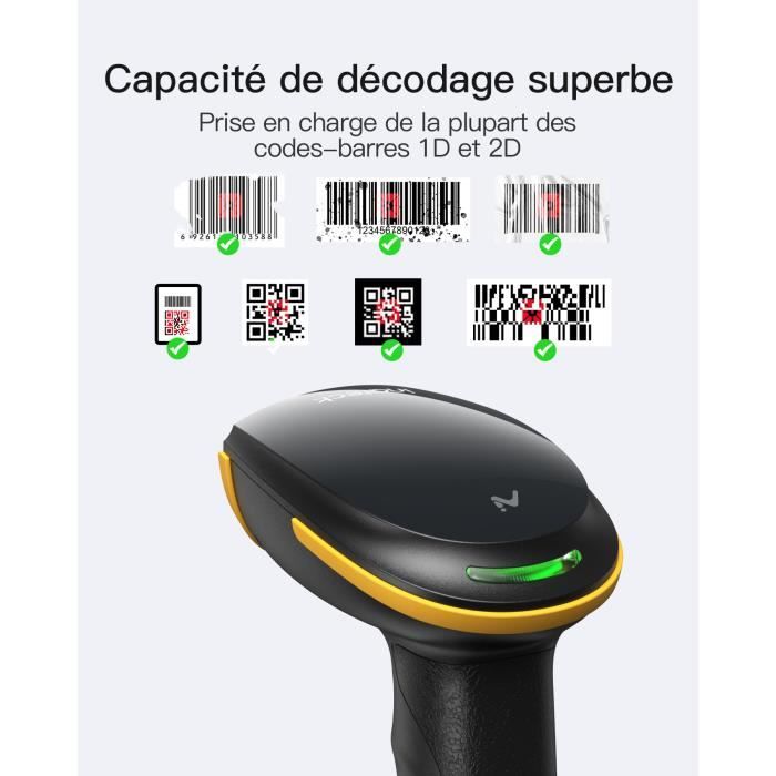 Inateck Scanner de Codes-Barres Bluetooth 2D, Scanner QR Code sans Fil ...