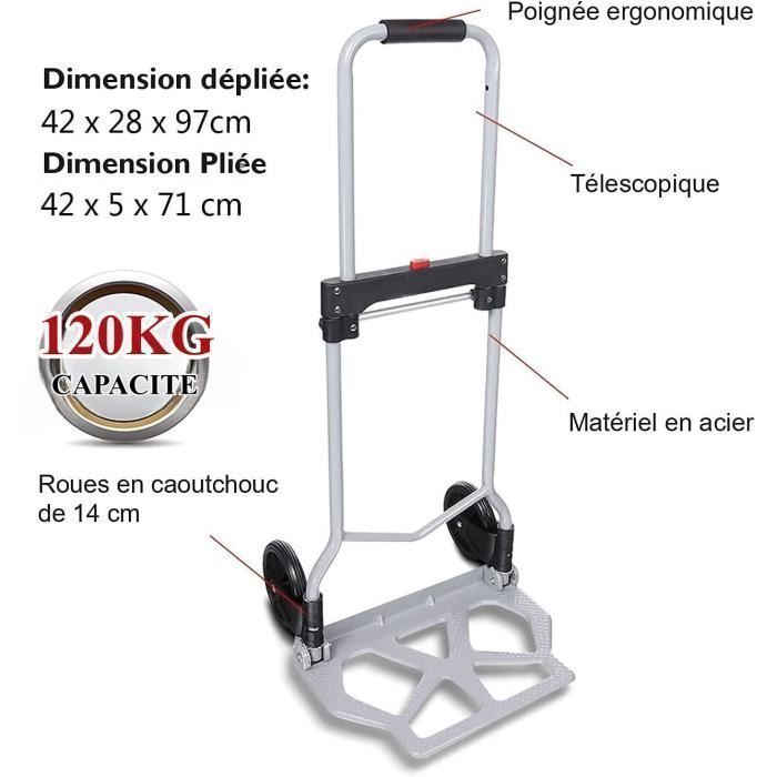 Diable pliable 120 KG en aluminium, Diable de manutention, Chariots à ...