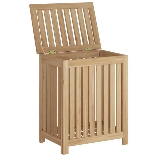 Bac à linge - AKOZON - 50x35x60 cm - Bois de teck massif - Avec ...