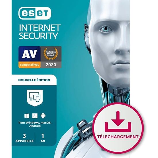 Logiciel de sécurité - ESET - Internet Security - 3 appareils - 1 an - Protection avancée ...