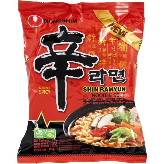 Ramen coréenne Nong Shim Shin Ramyun Très Epicé 120 g (lot de 40 ...