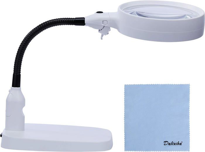 Lampe loupe 10x lampe de table et de bureau avec lumire LED ultra lumineuse conomie dnergie ...