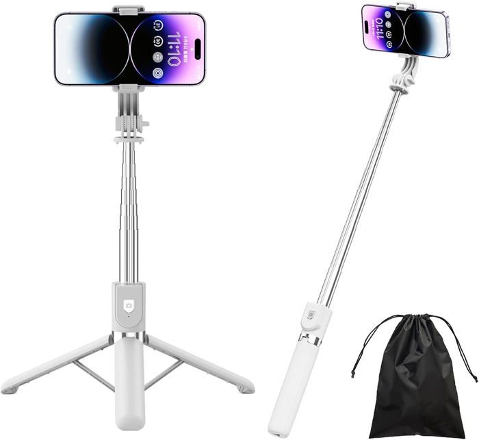 130cm 4 en 1 Perche Selfie Trépied Renforcé et Stable Tige Télescopique ...