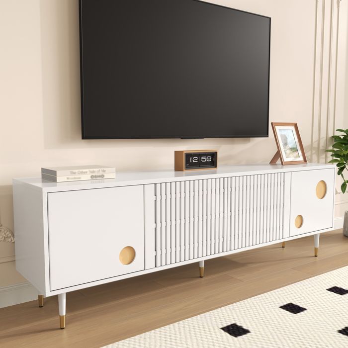 Meuble TV avec 2 Portes et Rangement Fermé, Banc TV design Moderne en ...