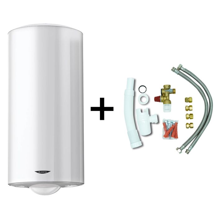 Chauffe eau électrique Vertical Mural Ariston Stéatite 150 L + kit d'installation complet ...