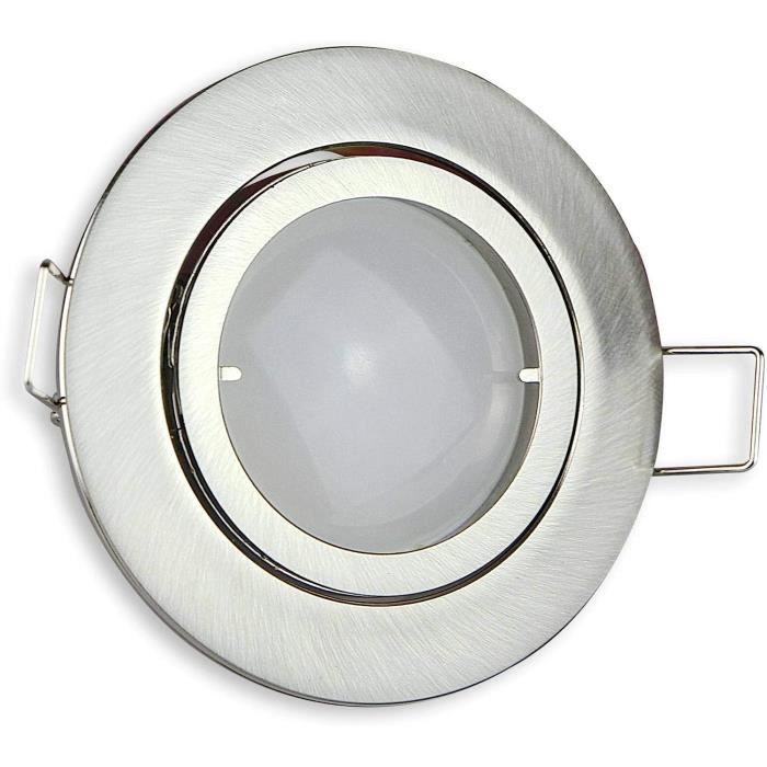 Spot encastré LED rond - Argent - Blanc neutre - Aluminium - Ø 70mm ...