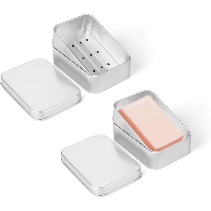Lot De 2 Boîtes À Savon En Aluminium, Boîte À Savon De Voyage, Porte ...