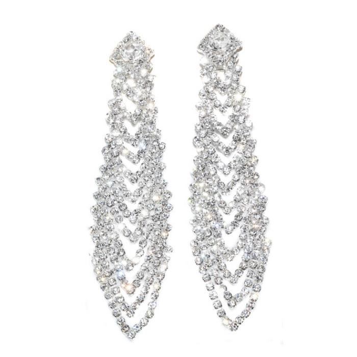 Boucles d'oreilles Strass Clips Mariage Soirée - Achat / Vente boucle d ...