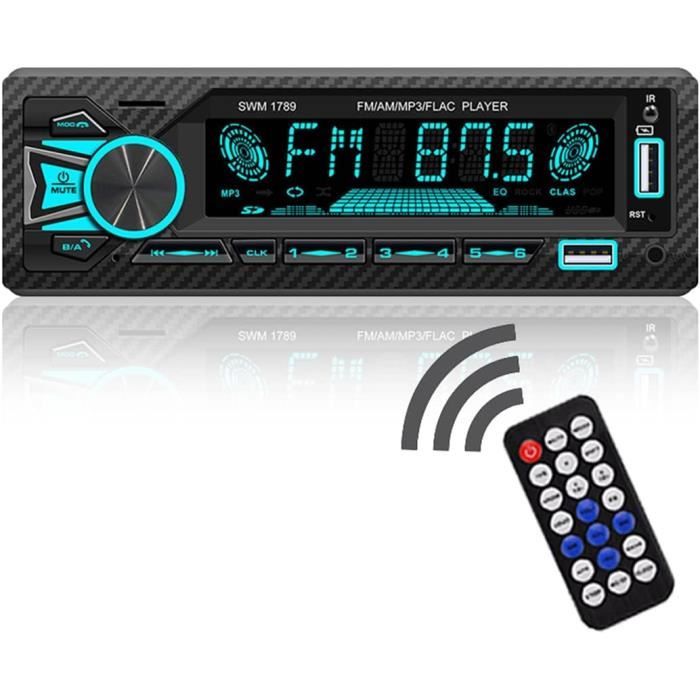 Autoradio Bluetooth 5.1 Mains Libres 1 Din 12V Universel, Ai Smart Band Dual Usb Dual Blue Media ...