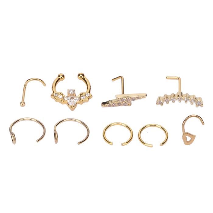 EBTOOLS bijoux de piercing de nez 9 Pcs Nez Piercing Bijoux Ensemble ...