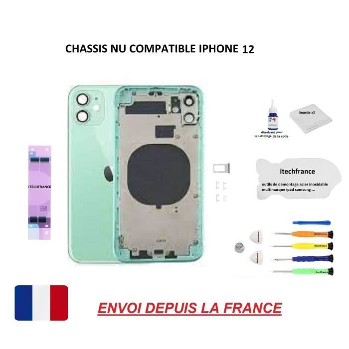 Châssis arrière NU compatible iphone 12 VERT vitre arrière, qualité ...