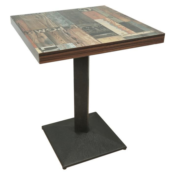 Table de Bar Design carrée KEDIA - Marron - 60x60x75 cm - 1 place ...