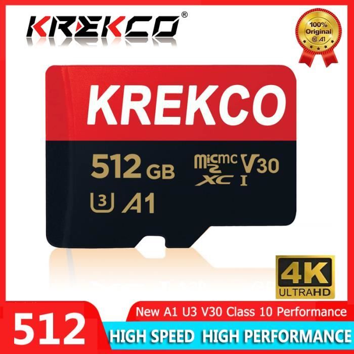 KREKCO® Carte Mémoire 512 go micro sd+ Adaptateur,carte micro sd pour telephone portable, Classe ...