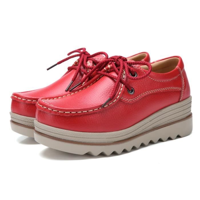 Mocassin Femme Rouge - Lacage classique antiderapant impermeable et ...