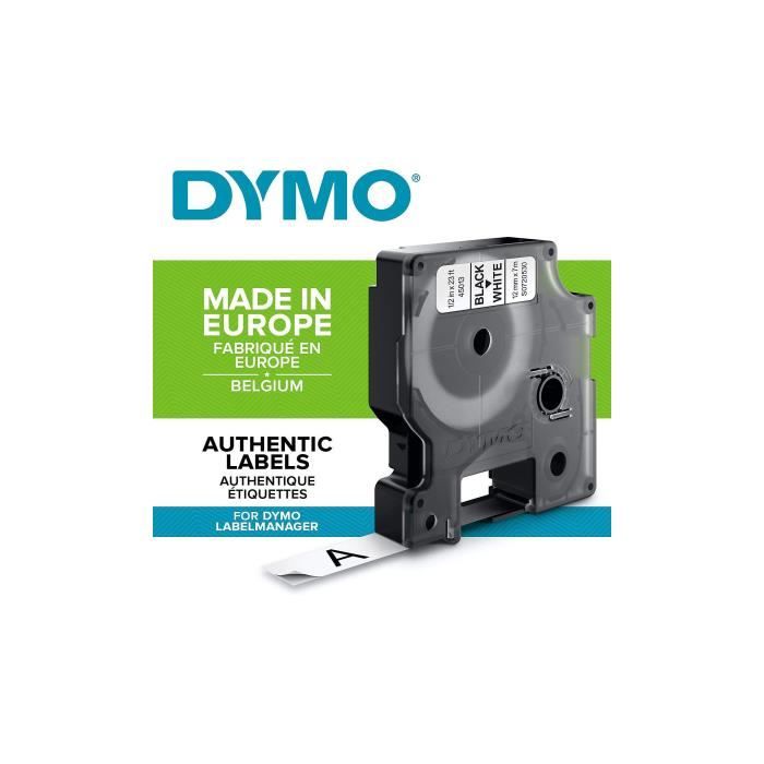 DYMO cassette ruban D1 12mm x 7m Noir/Blanc (compatible avec les ...