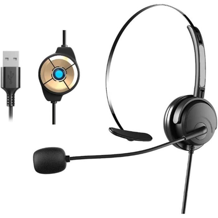 Casque Usb Filaire Avec Micro Antibruit Et Commandes Audio, Mono ...
