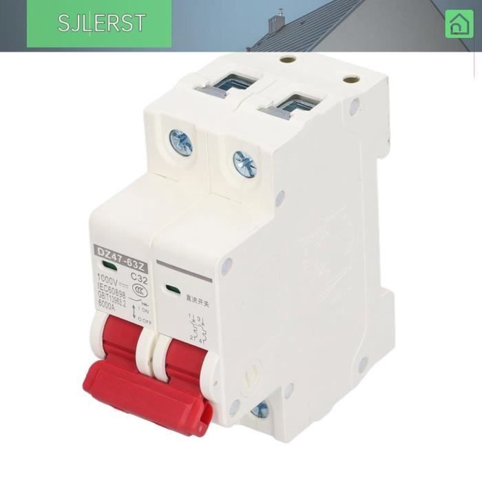 Disjoncteur Miniature monté sur Rail DIN 32A 2P DC, pour Système Solaire Photovoltaïque ...