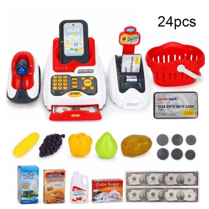 Caisse Enregistreuse Enfants Jeu Imitation Marchande Enfants Caisse Jouet 24 Pièces Jeu Educatif ...