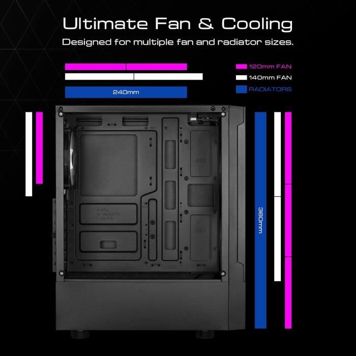Pc Gamer Boitier, Boîtiers Gaming Atx Moyen Tour Vide, Airflow Mesh ...