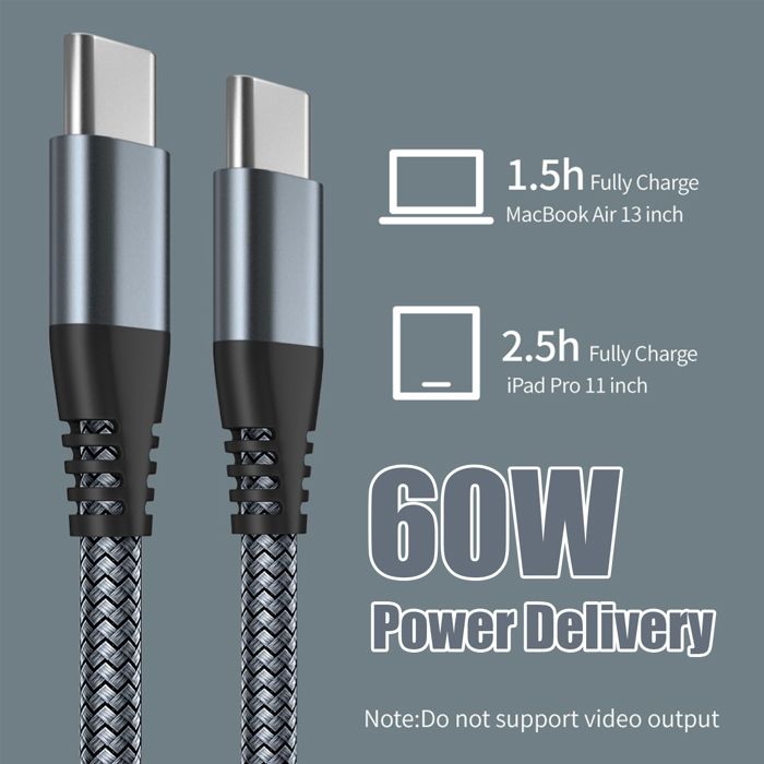 Câble de charge Type-C charge rapide 60 w Gris 3 m - Cdiscount Téléphonie