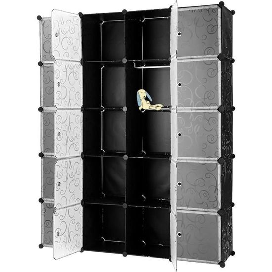 Armoire Penderie 20 Cube Portable Étagère De Rangement, Cube Plus Profond Garde-Robe De ...