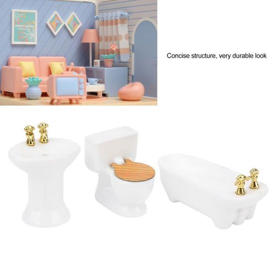 Ensemble de salle de bain miniature - FYDUN - 1:24 - Céramique - Design exquis - 3 couleurs ...