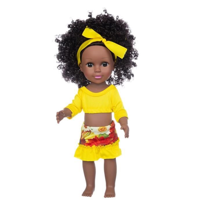 Silicone Renaître Poupée Noir Noir Bébé Mignon Bouclé Noir 35Cm Vinyle ...