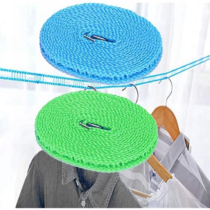 Corde à Linge Coupe-Vent 2Pcs, Corde à Linge En Nylon, Corde à Linge De ...