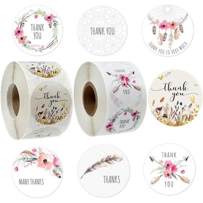 1000 Pièces Merci Stickers Autocollants D'Étiquette De Thank You ...