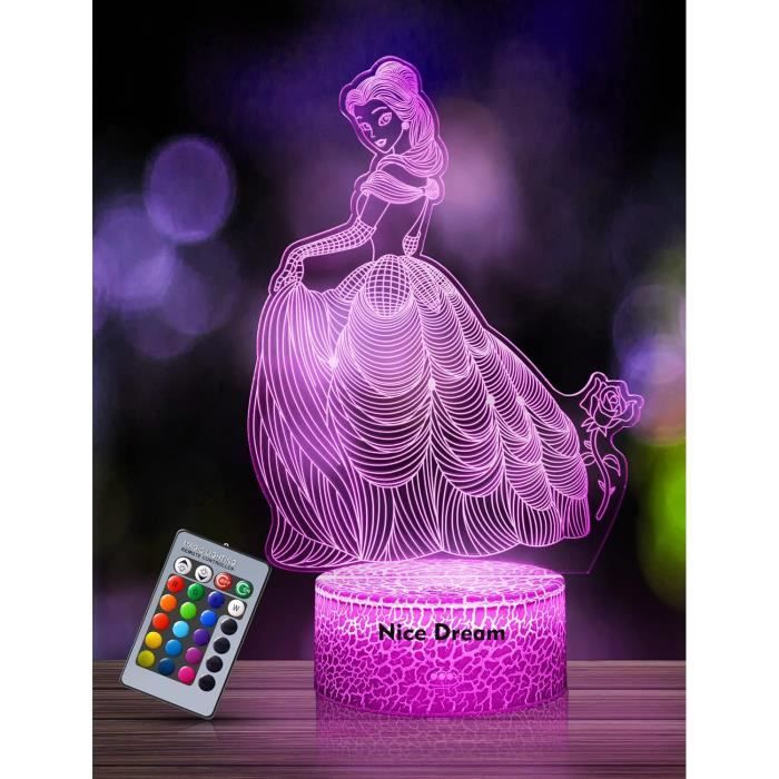 Princess Veilleuse Pour Enfants,Lampe Illusion 3D Led Lumière ...